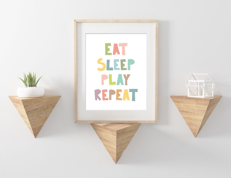 Eat Sleep Play Repeat Art Print Nursery Word Decor Playroom - Etsy