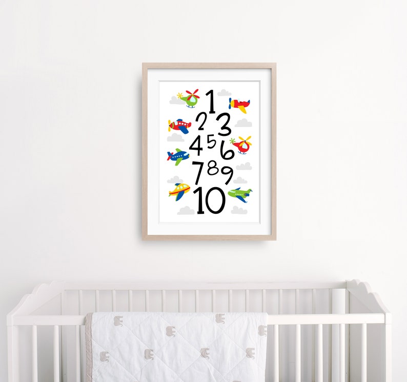 Cute Airplane Numbers Print Flying Planes Helicopter Pilot - Etsy