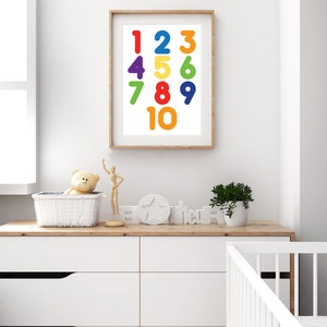 Rainbow Numbers Print Rainbow Nursery Wall Colourful Playroom Toddler ...