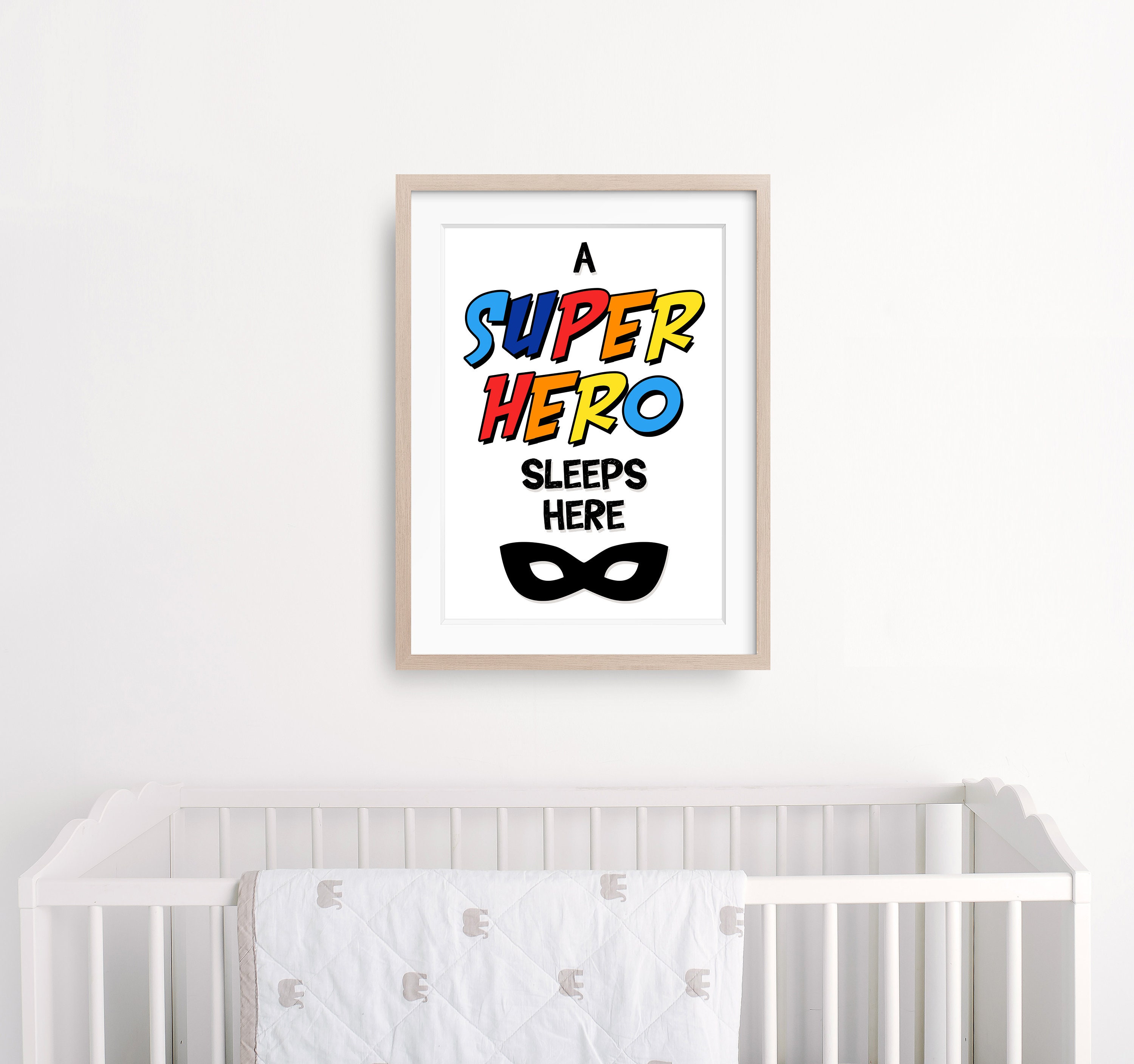 A Superhero Sleeps Here Print Cute Super Hero Bedroom Wall Art | Etsy