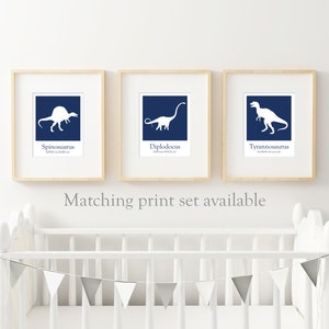 Dinosaur Number Print Navy Blue Boys Counting Bedroom Playroom Nursery ...