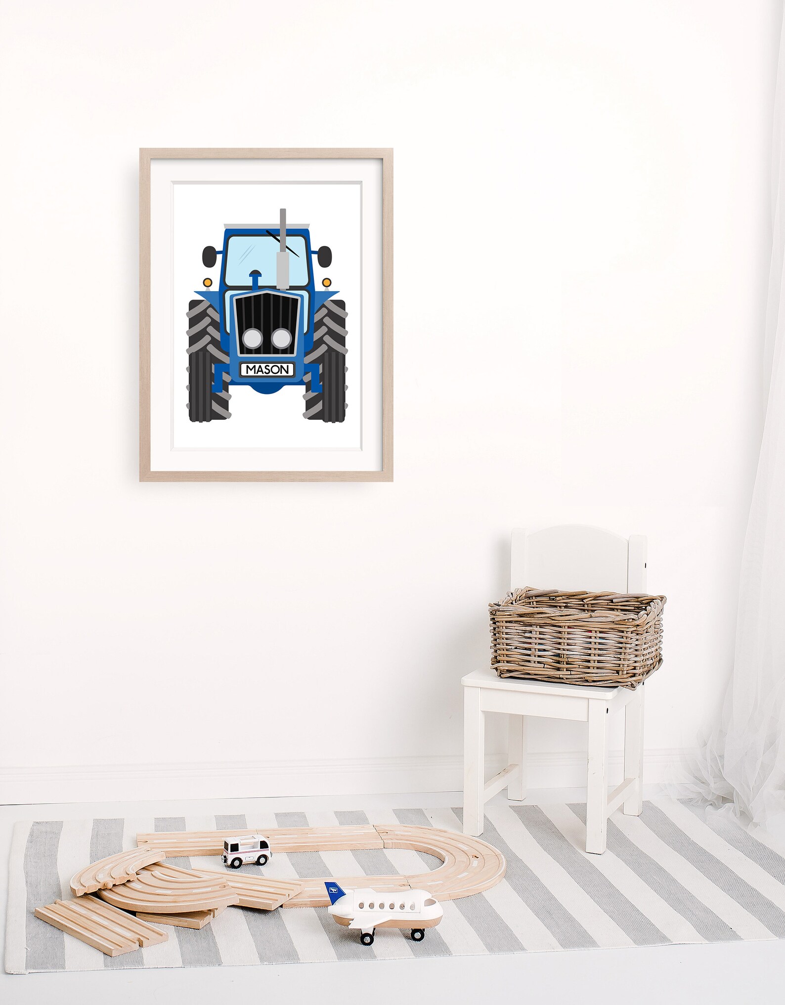 Personalised Tractor Print Cute Name Gift Boys Green Nursery | Etsy