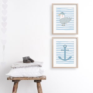 Nautical Print Set Cute Sea Beach Ocean Themed Neutral Nursery Wall Art ...