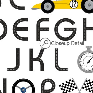Racing Cars Alphabet Print Race Track ABC Car Poster Cute Colourful ...