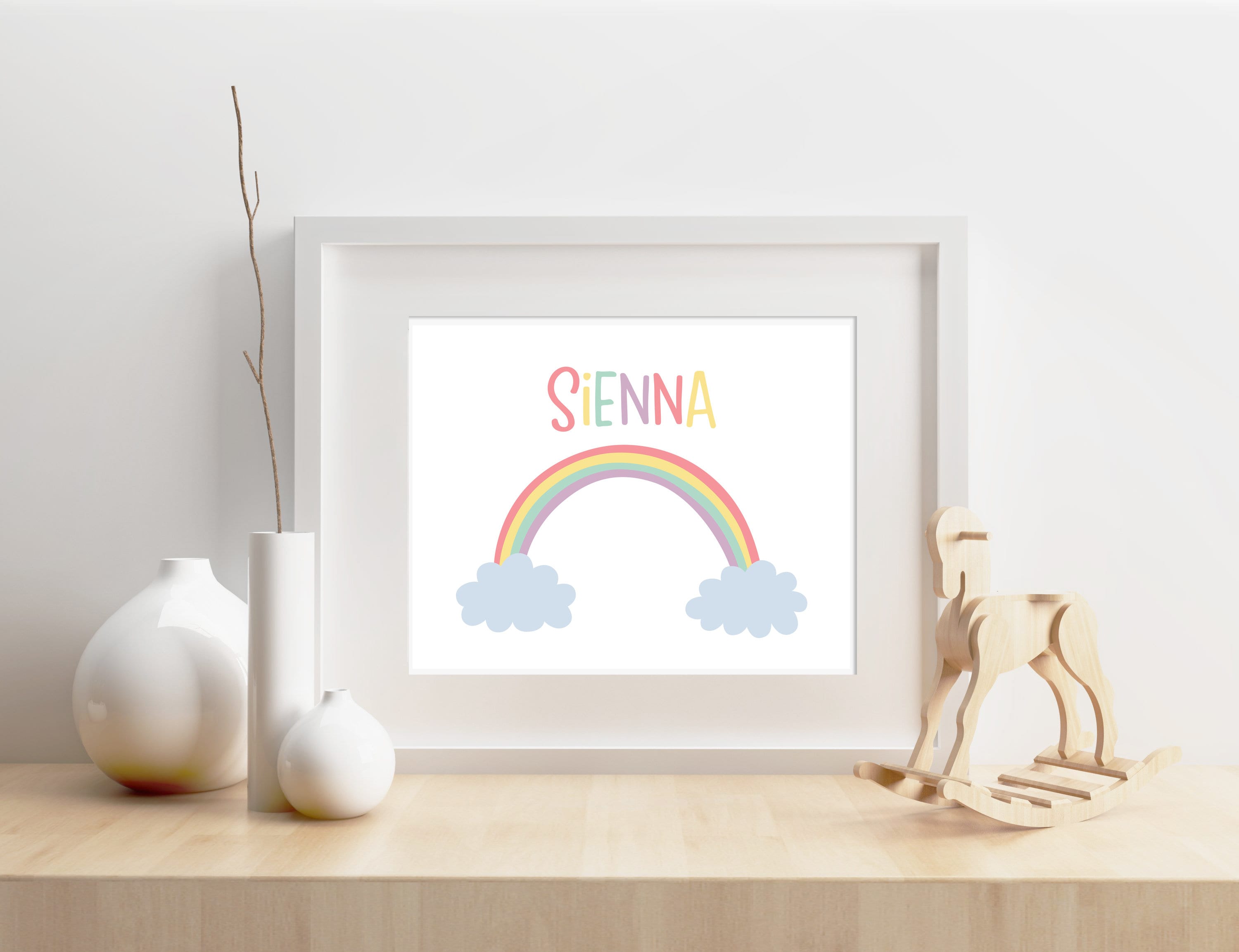 Rainbow Name Print Personalised Girls Wall Art Baby Nursery - Etsy UK