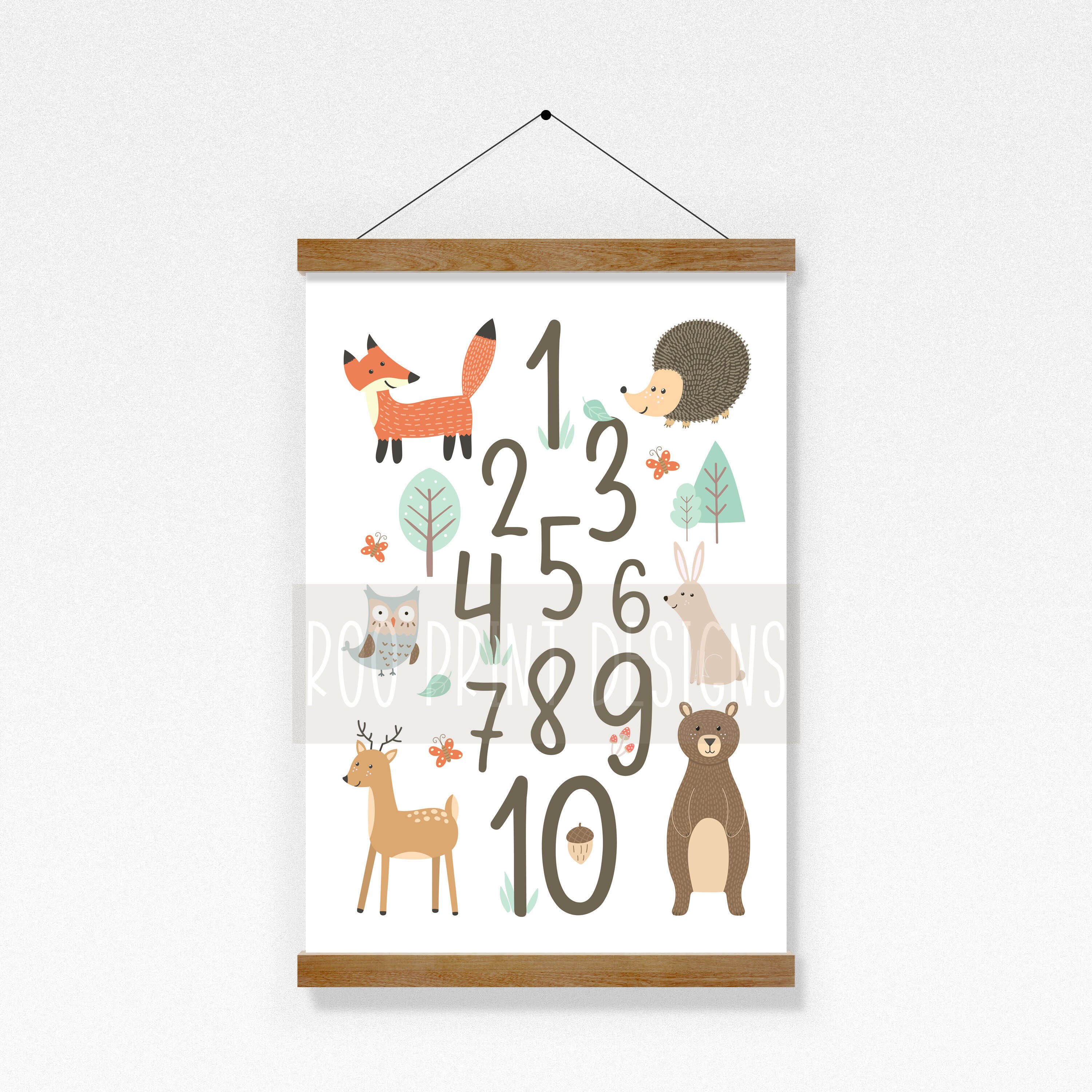 Woodland Numbers Print Forest Animal Number Wall Art Boy Girl - Etsy UK