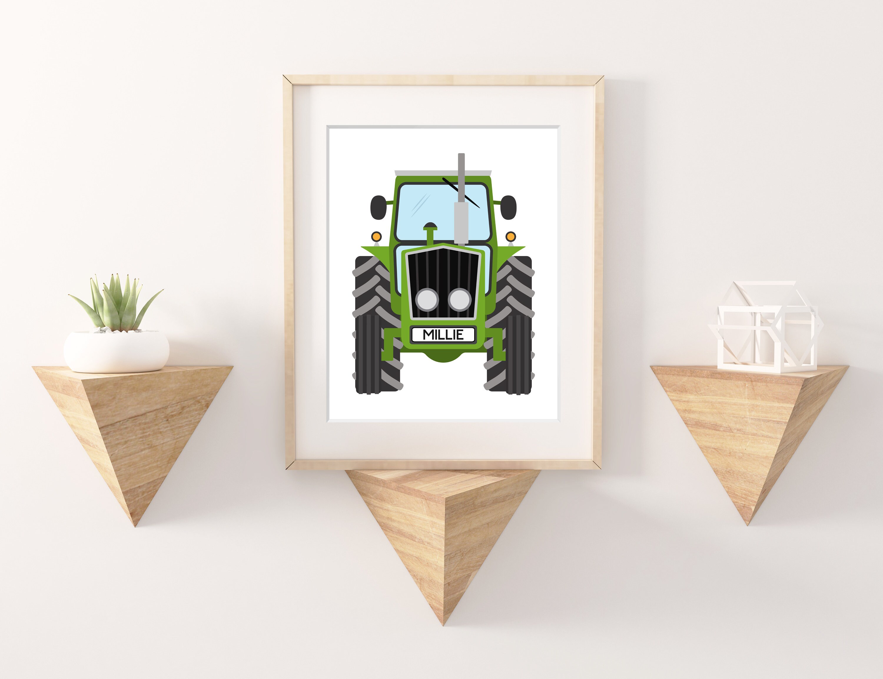 Personalised Tractor Print Cute Name Gift Boys Green Nursery | Etsy