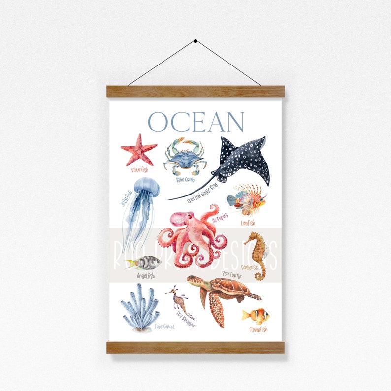 Ocean Art Print Sea Animal Poster Colourful Watercolour - Etsy UK