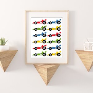 Race Cars Counting Print Racing Car Numbers Cute Colourful Kids Poster ...
