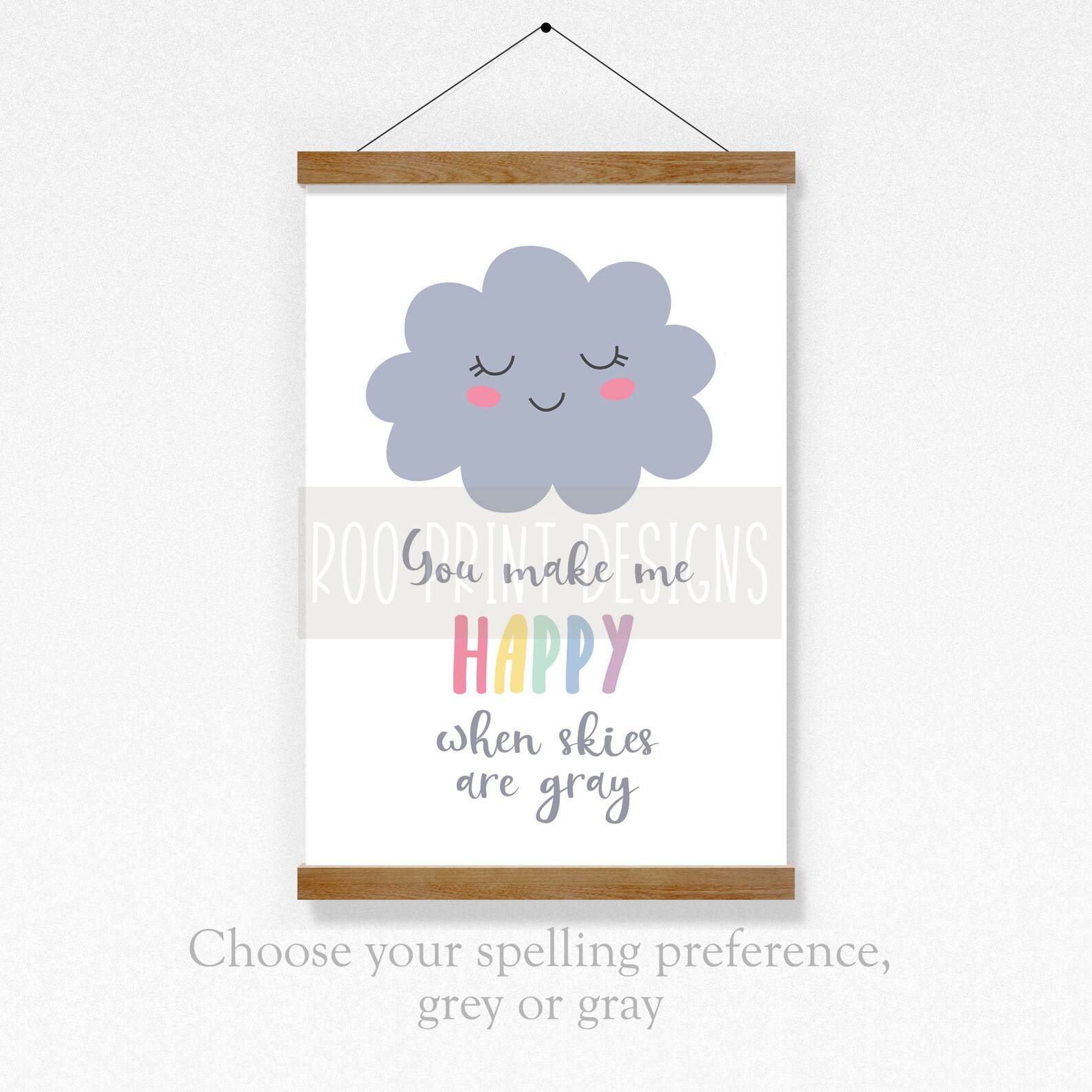 You Make Me Happy When Skies Are Grey Gray Print Kids Wall Art - Etsy