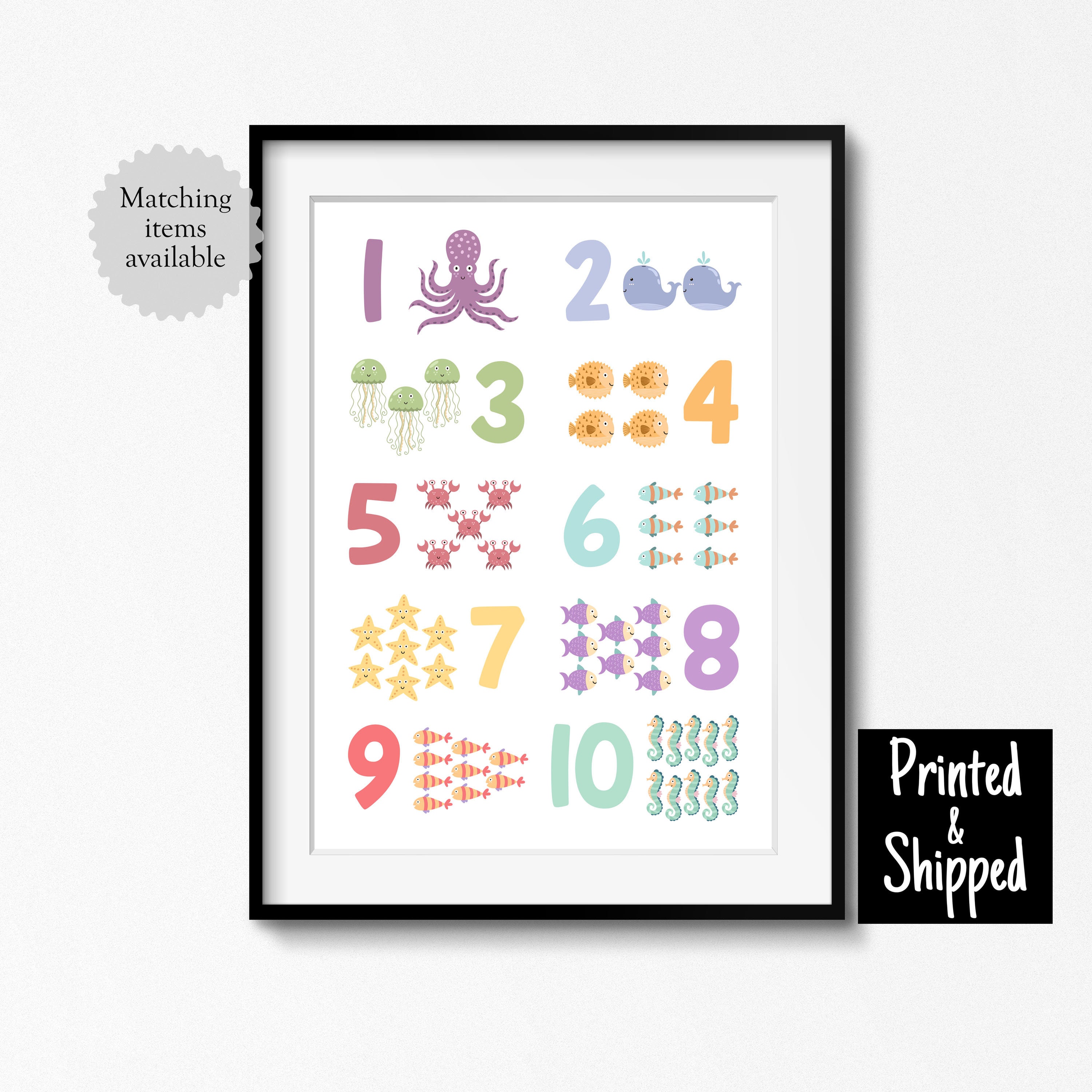 Ocean Animal Numbers Print Counting Sea Fun Print Kids Toddler - Etsy ...