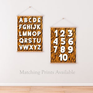 Tiger Number Print Kids Childrens Playroom Orange Wall Art Counting ...