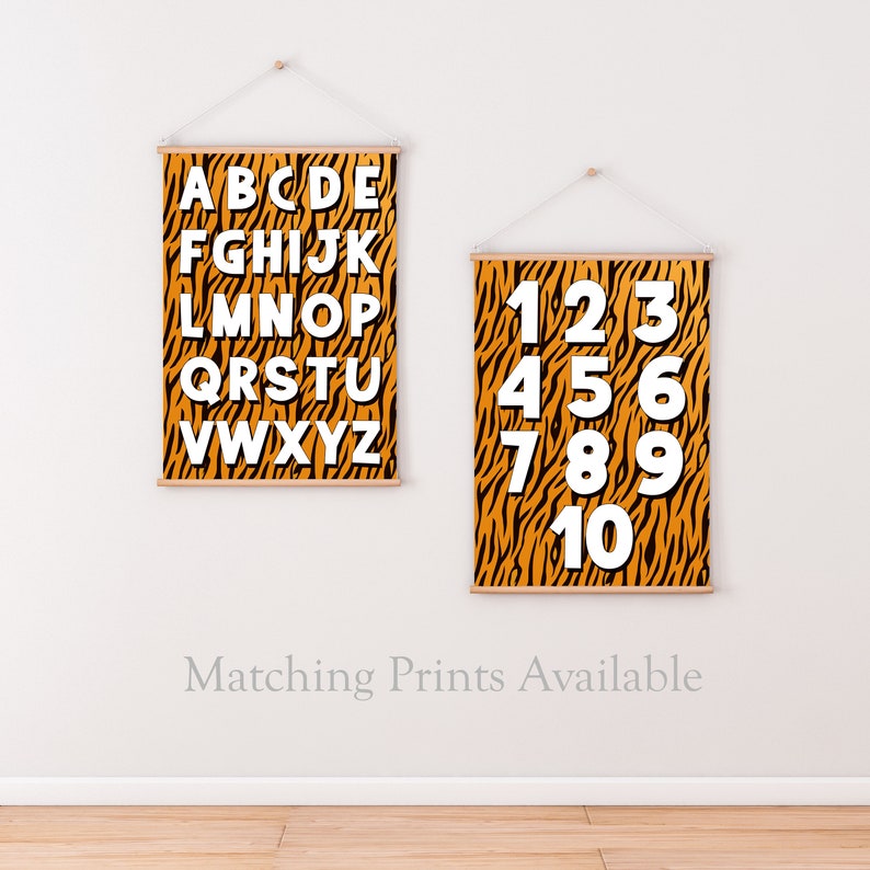 Tiger Number Print Kids Childrens Playroom Orange Wall Art | Etsy