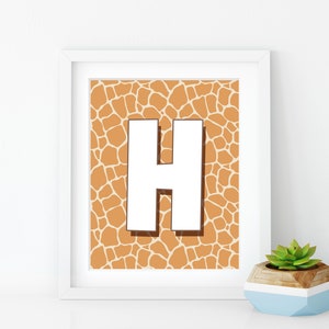 Giraffe Initial Print Capital Letter Kids Wall Decor Personalised ...