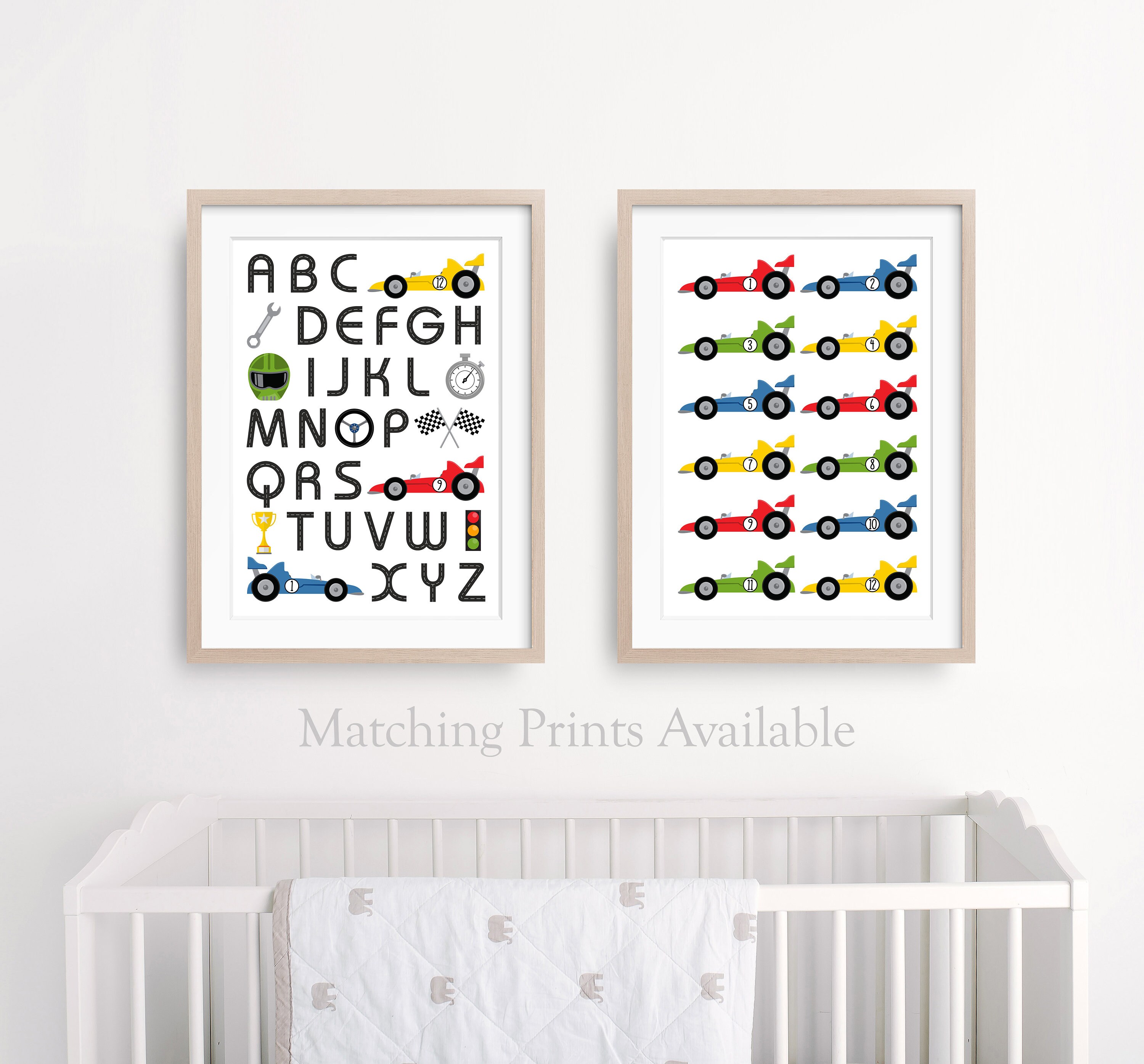 Racing Car Name Print Personalised Race Car Gift Colourful Kids Boys ...
