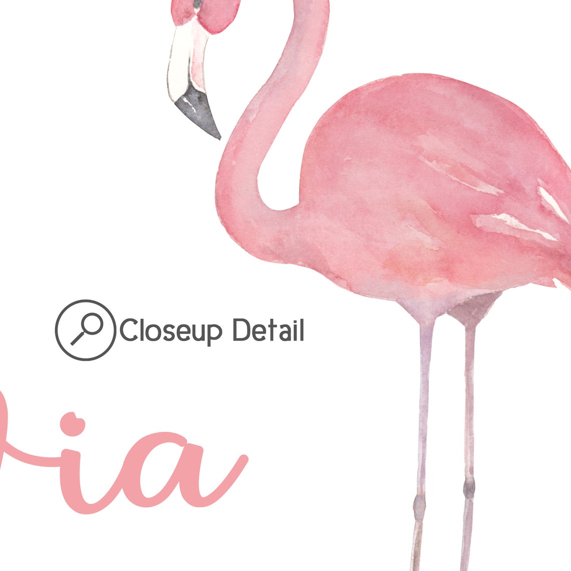 Flamingo Name Print Personalised Pink Nursery Art Bird Themed Baby Girl ...