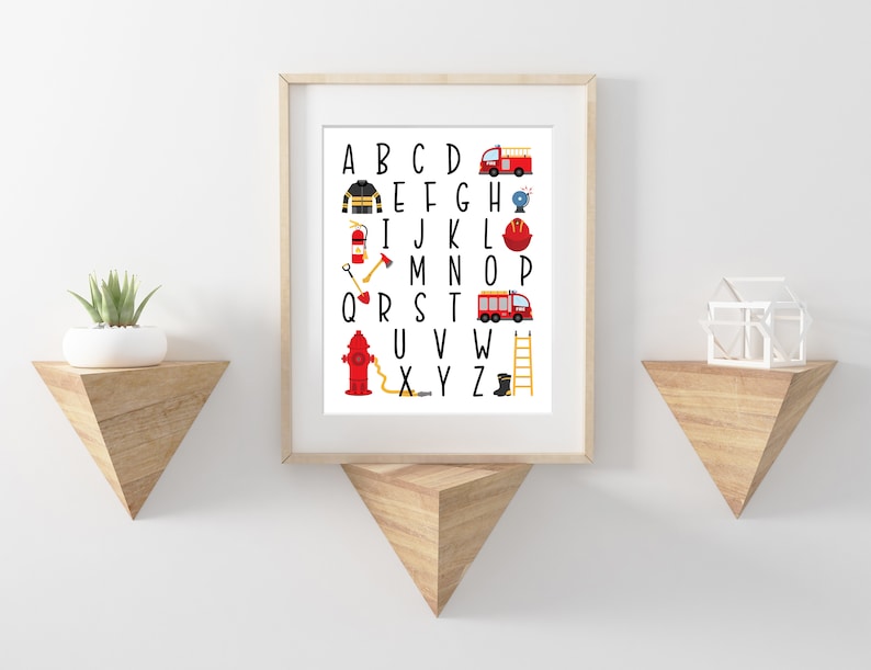 Firefighter Alphabet Print Emergency Fire Truck ABC Nursery - Etsy