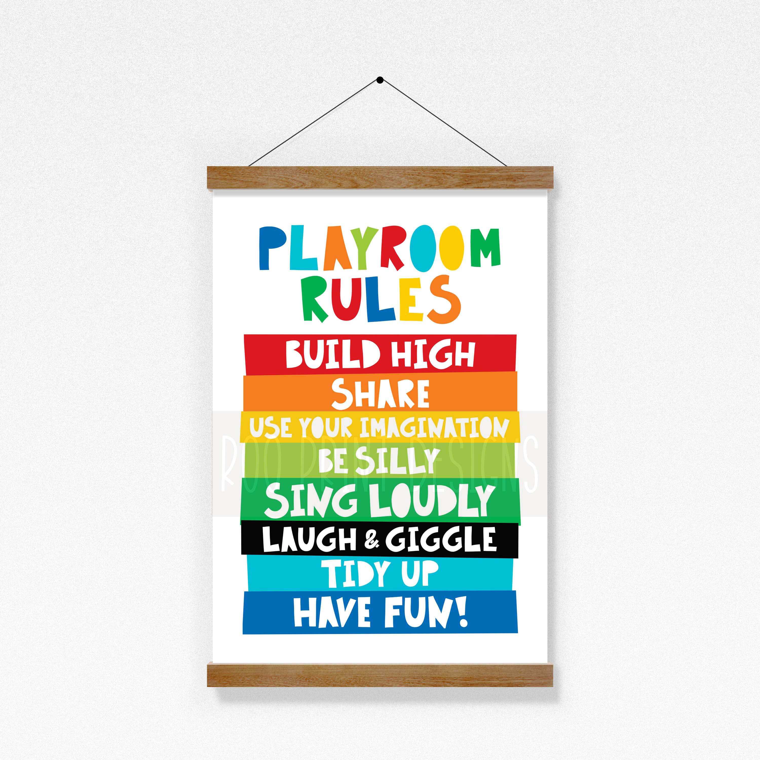 Playroom Rules Print Bright Toddler Wall Art Boys Girls Kids - Etsy UK