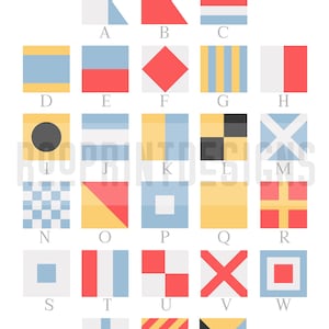 Nautical Flags Alphabet Print A to Z of Maritime Signal Flags ABC ...