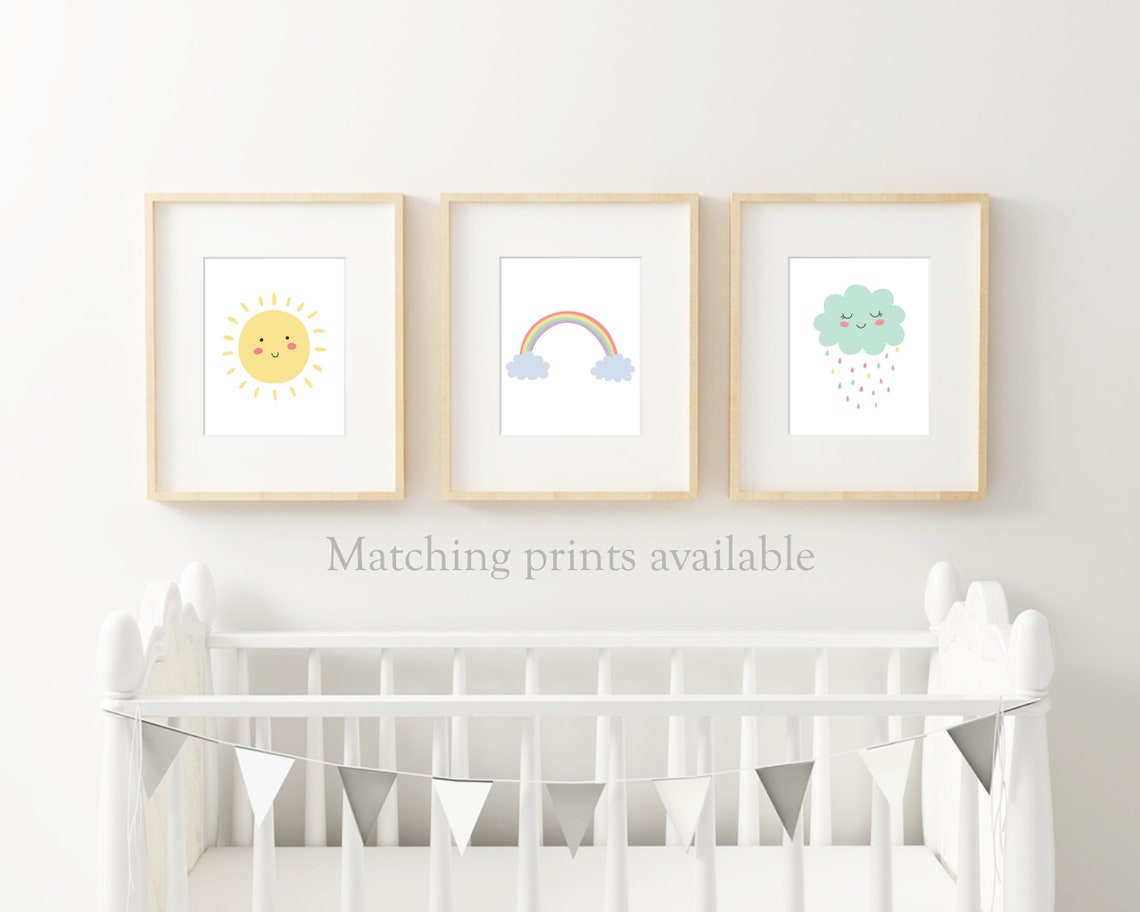Rain Cloud Name Print Personalised New Baby Gift Rainbow Weather ...