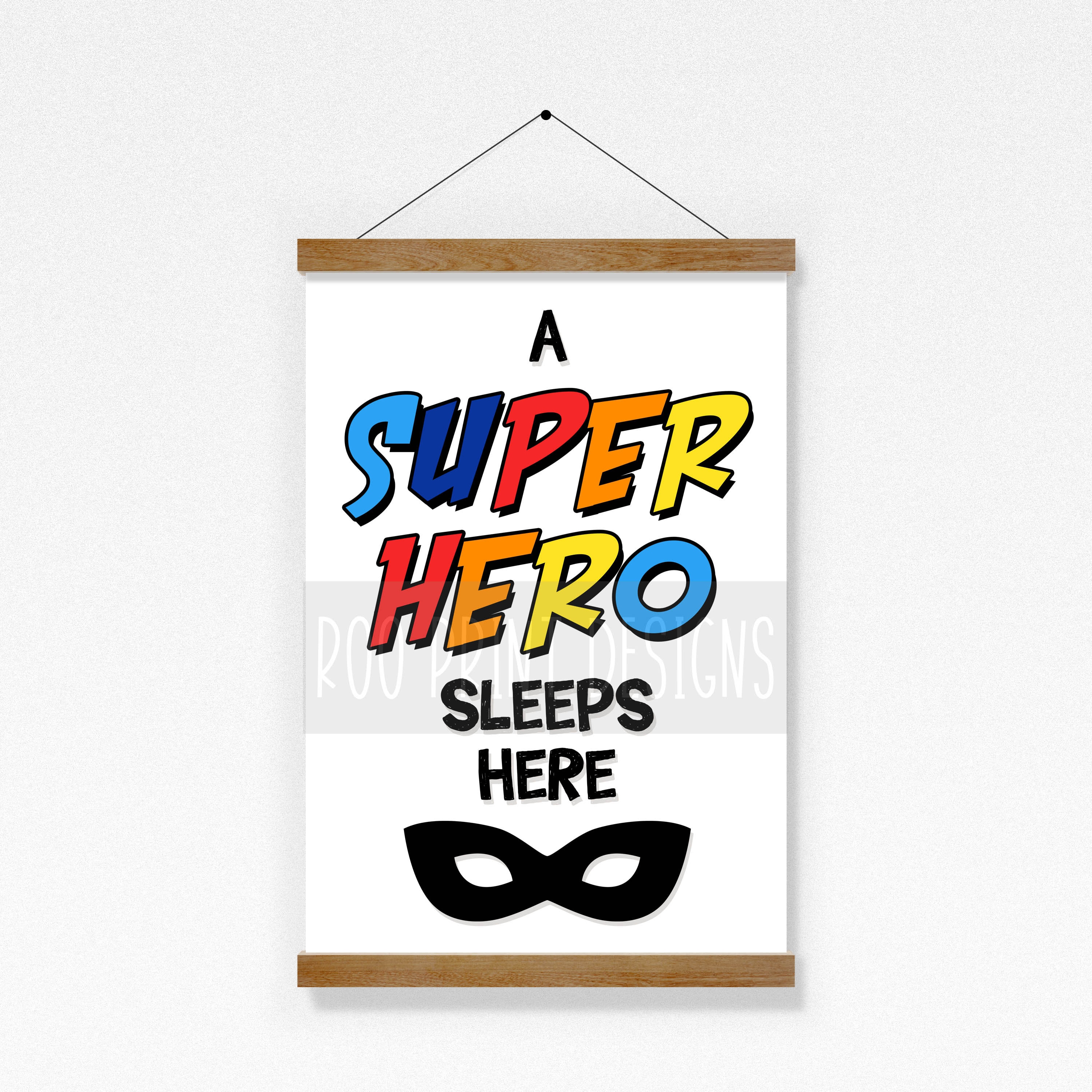 A Superhero Sleeps Here Print Cute Super Hero Bedroom Wall Art | Etsy