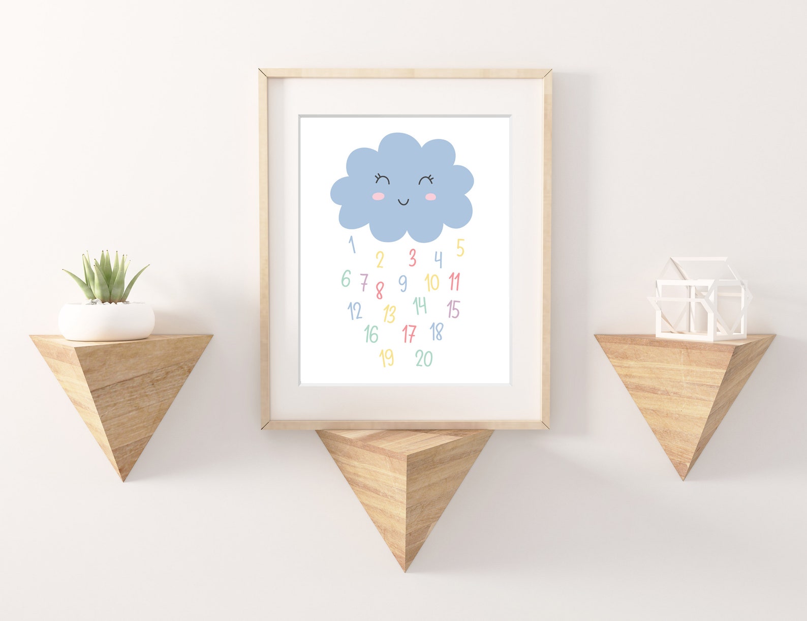 Cloud Numbers Print Cute Weather Rainbow Raincloud Counting - Etsy