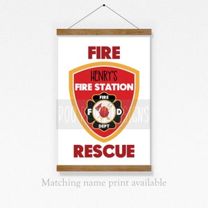 Firefighter Alphabet Print Emergency Fire Truck ABC Nursery Wall Art ...
