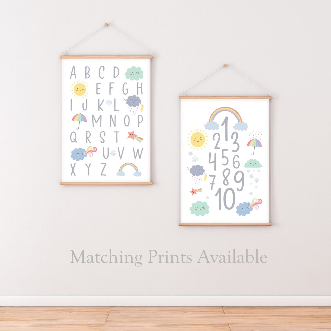 Rain Cloud Name Print Personalised New Baby Gift Rainbow Weather ...