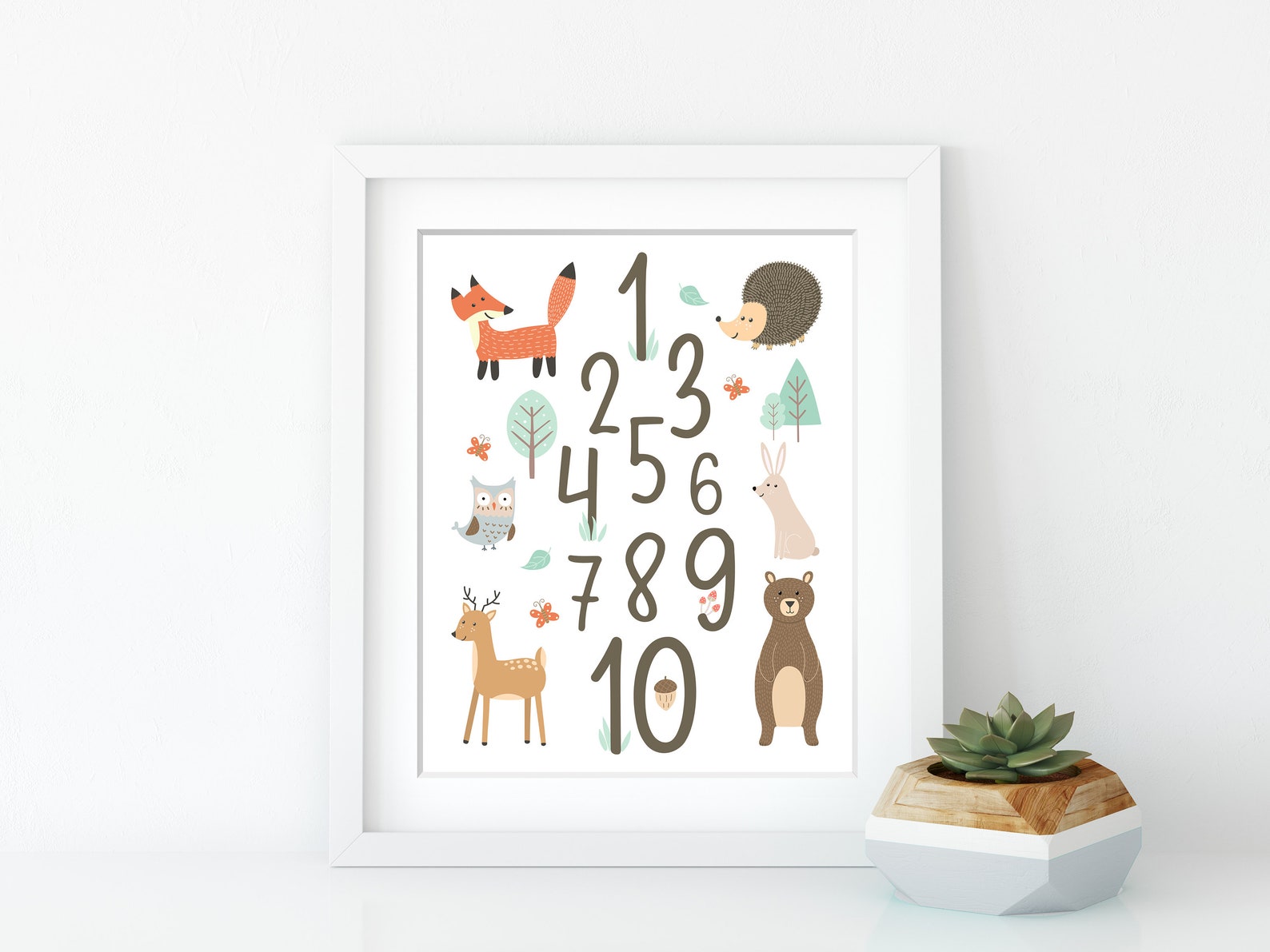 Woodland Numbers Print Forest Animal Number Wall Art Boy Girl Nursery ...