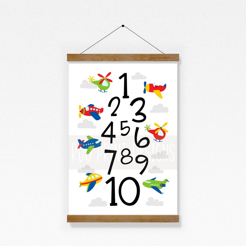 Cute Airplane Numbers Print Flying Planes Helicopter Pilot - Etsy