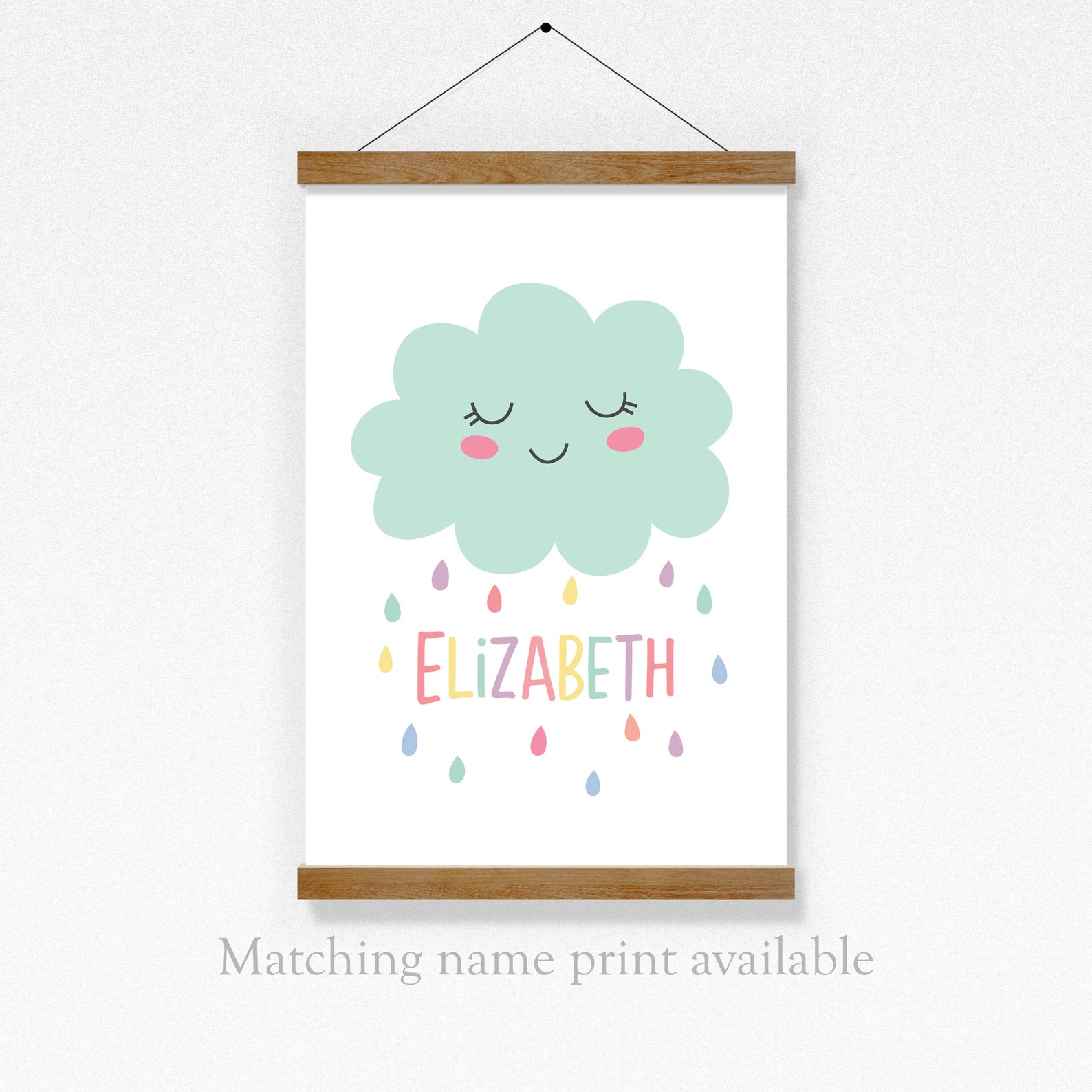 Weather Alphabet Print Raincloud Rainbow Cute Pastel Boy Girl | Etsy
