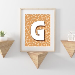 Giraffe Initial Print Capital Letter Kids Wall Decor Personalised ...