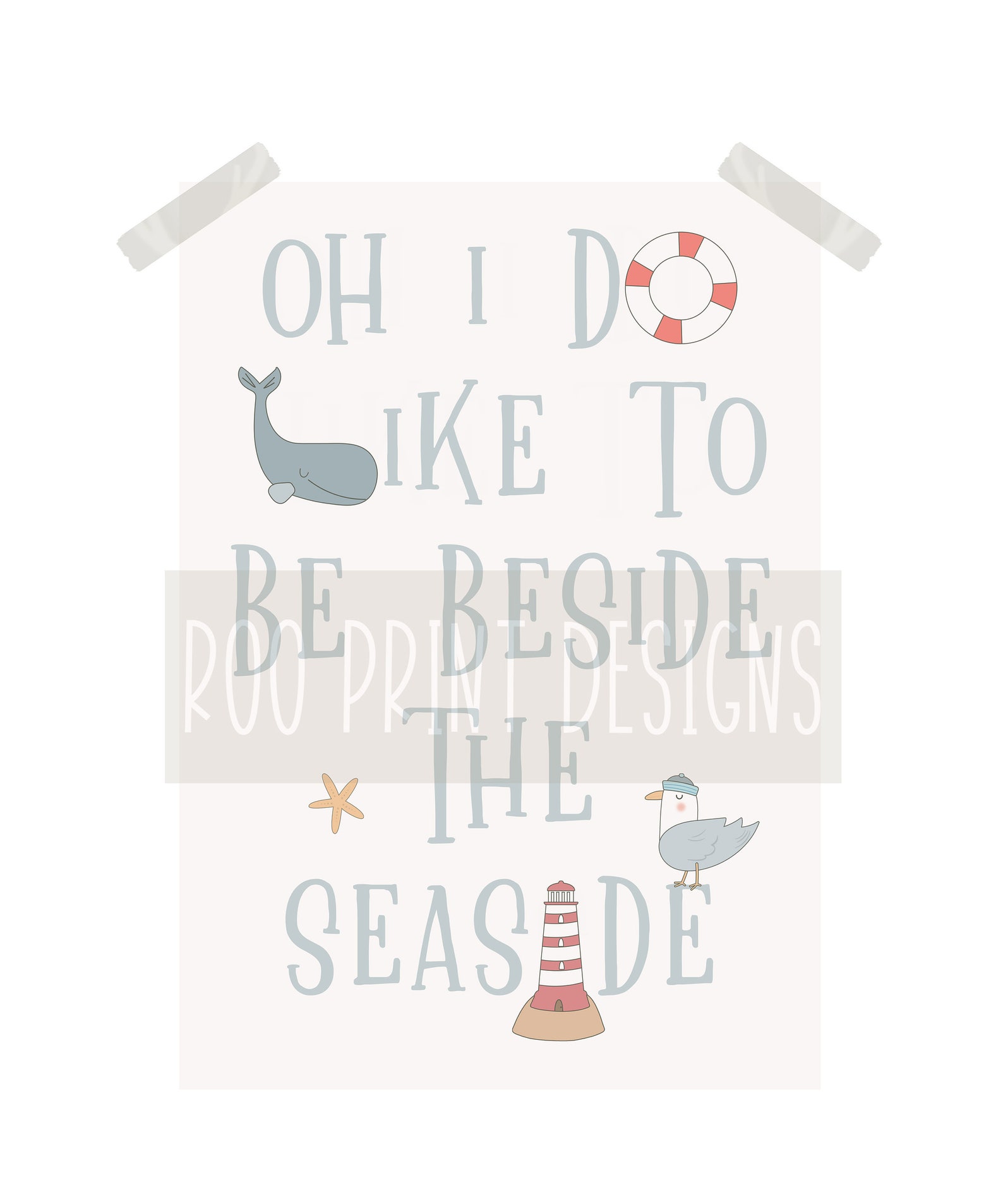 Oh I Do Like to Be Beside the Seaside Print Cute Nautical | Etsy