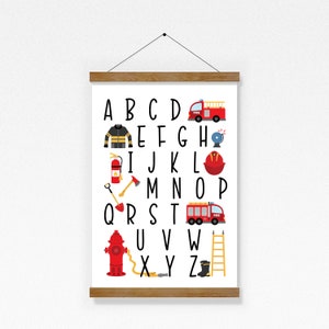 Firefighter Alphabet Print Emergency Fire Truck ABC Nursery | Etsy