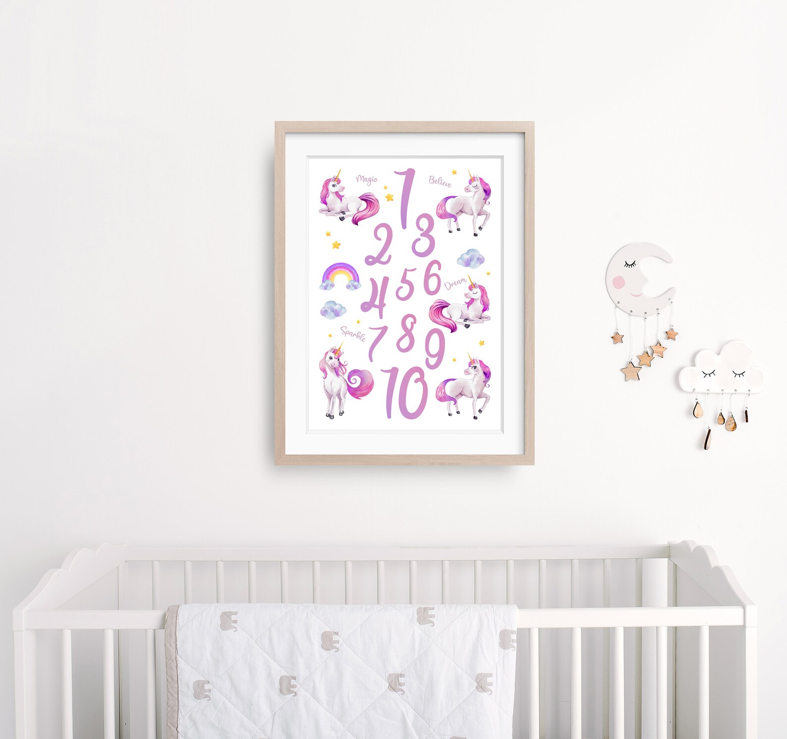 Unicorn Numbers Print Girls Counting Poster Cute Pink Blue | Etsy