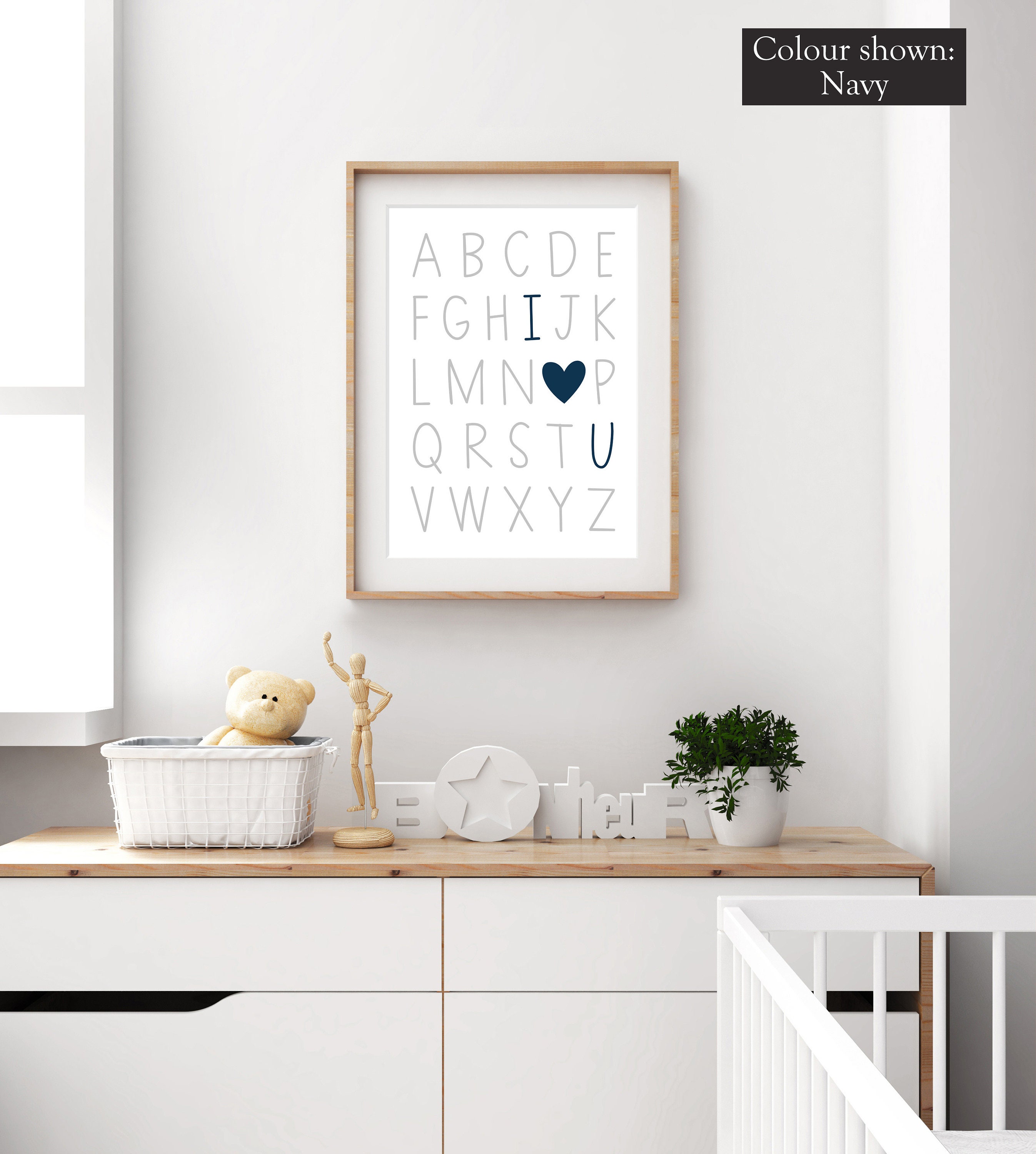 I Heart You U Alphabet Print Custom Colour Bedroom Cute - Etsy UK