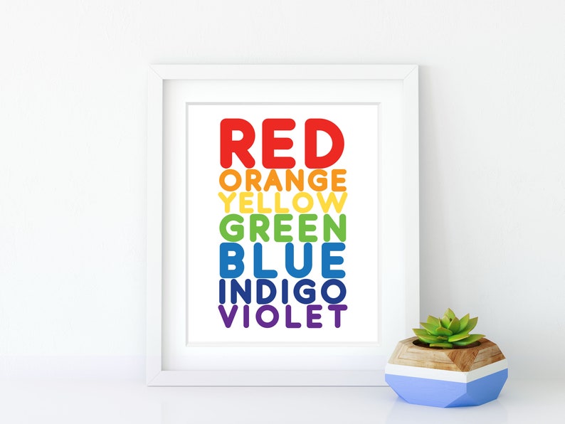 Rainbow Colours Word Art Print Rainbow Playroom Toddler Wall | Etsy