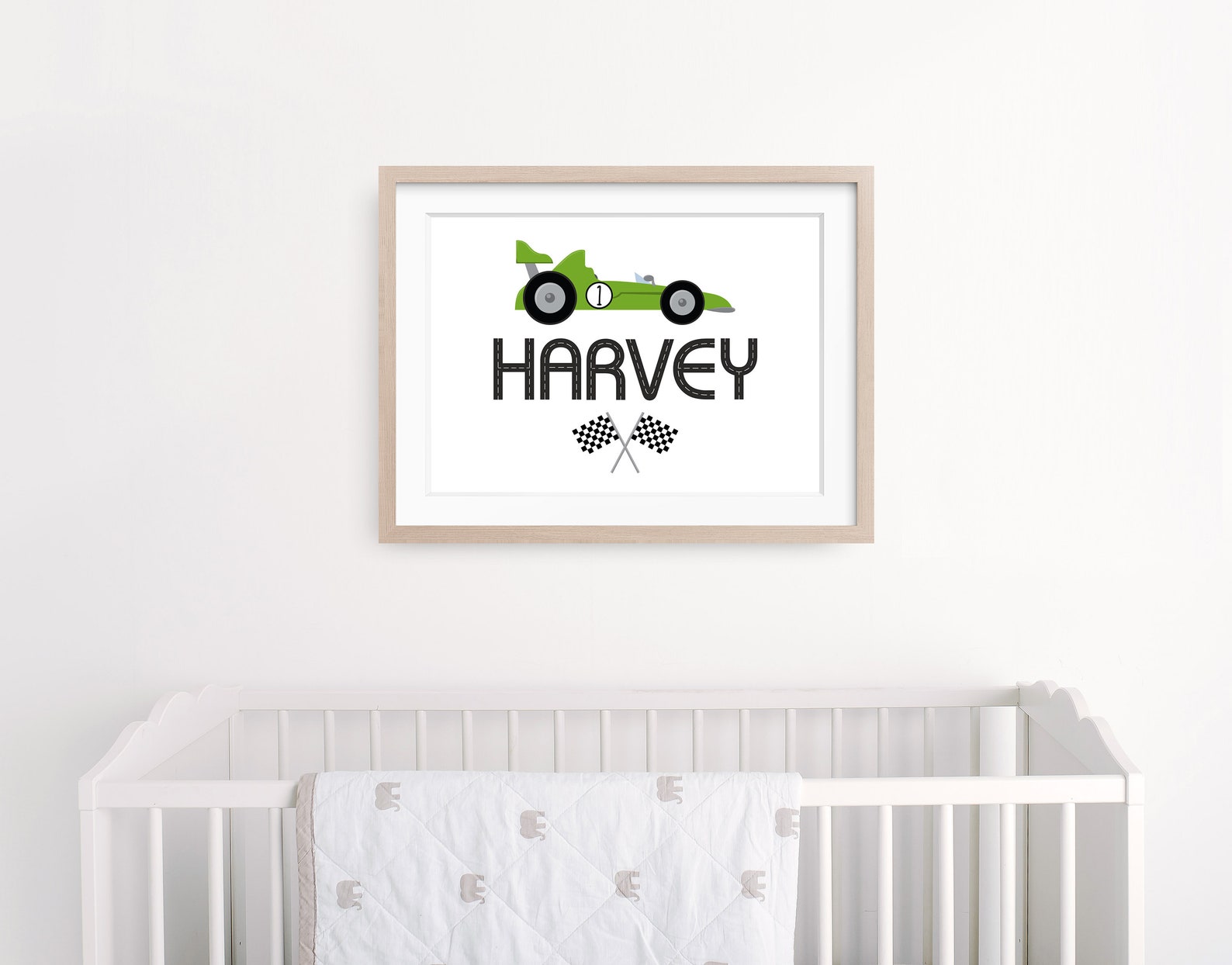 Racing Car Name Print Personalised Race Car Gift Colourful Kids Boys ...
