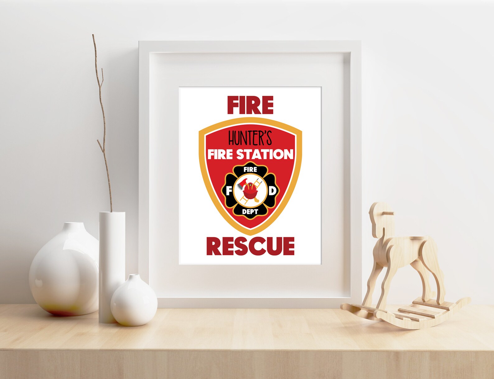 Personalised Fire Fighter Print Cute Fire Department Name Sign | Etsy