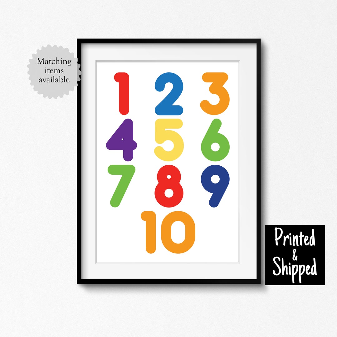 Rainbow Numbers Print Rainbow Nursery Wall Colourful Playroom Toddler ...
