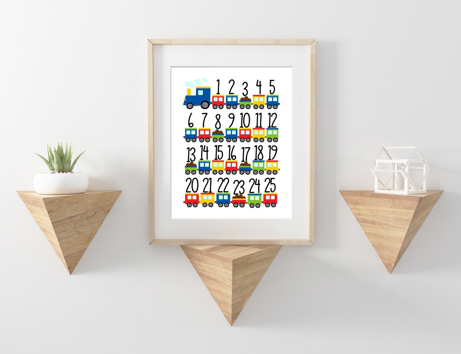 Train Numbers Print Cute Nursery Wall Art Decor Boys Kids | Etsy