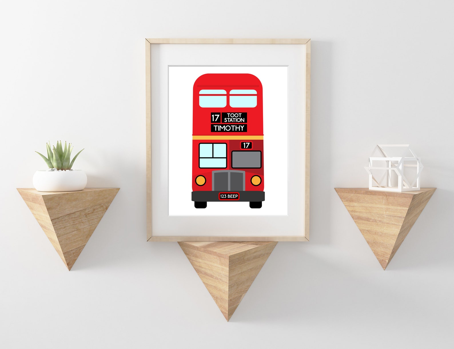 Red Bus Personalised Print London Bus Name Poster Double | Etsy