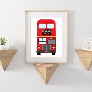 Red Bus Personalised Print London Bus Name Poster Double Decker Wall ...