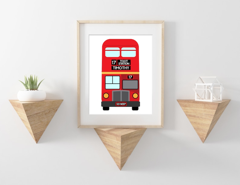 Red Bus Personalised Print London Bus Name Poster Double | Etsy UK