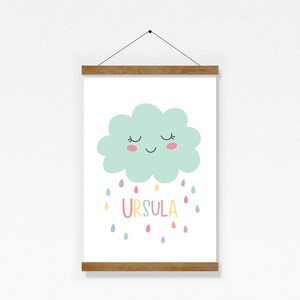 Rain Cloud Name Print Personalised New Baby Gift Rainbow Weather ...