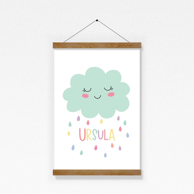 Rain Cloud Name Print Personalised New Baby Gift Rainbow Weather ...