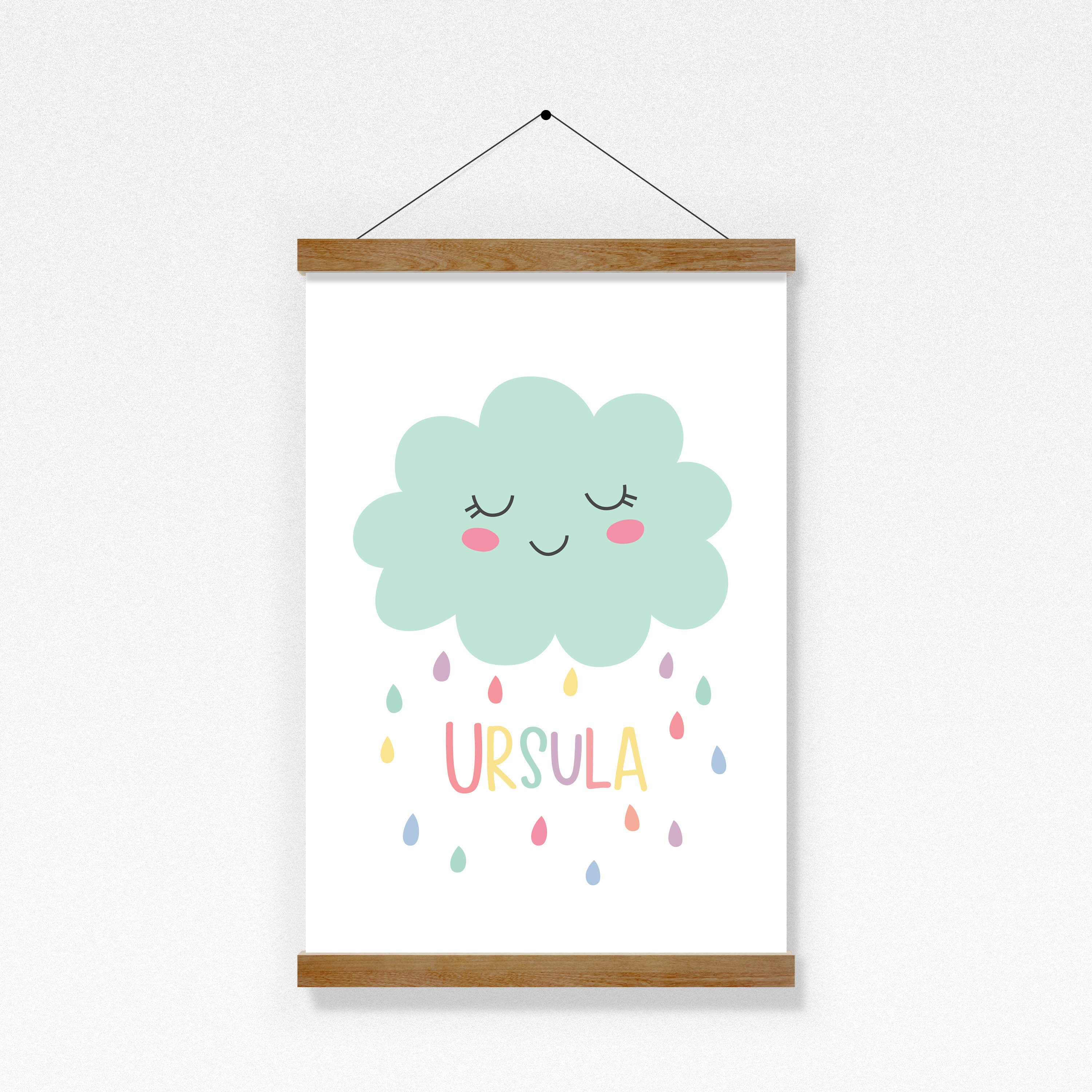 Rain Cloud Name Print Personalised New Baby Gift Rainbow Weather ...