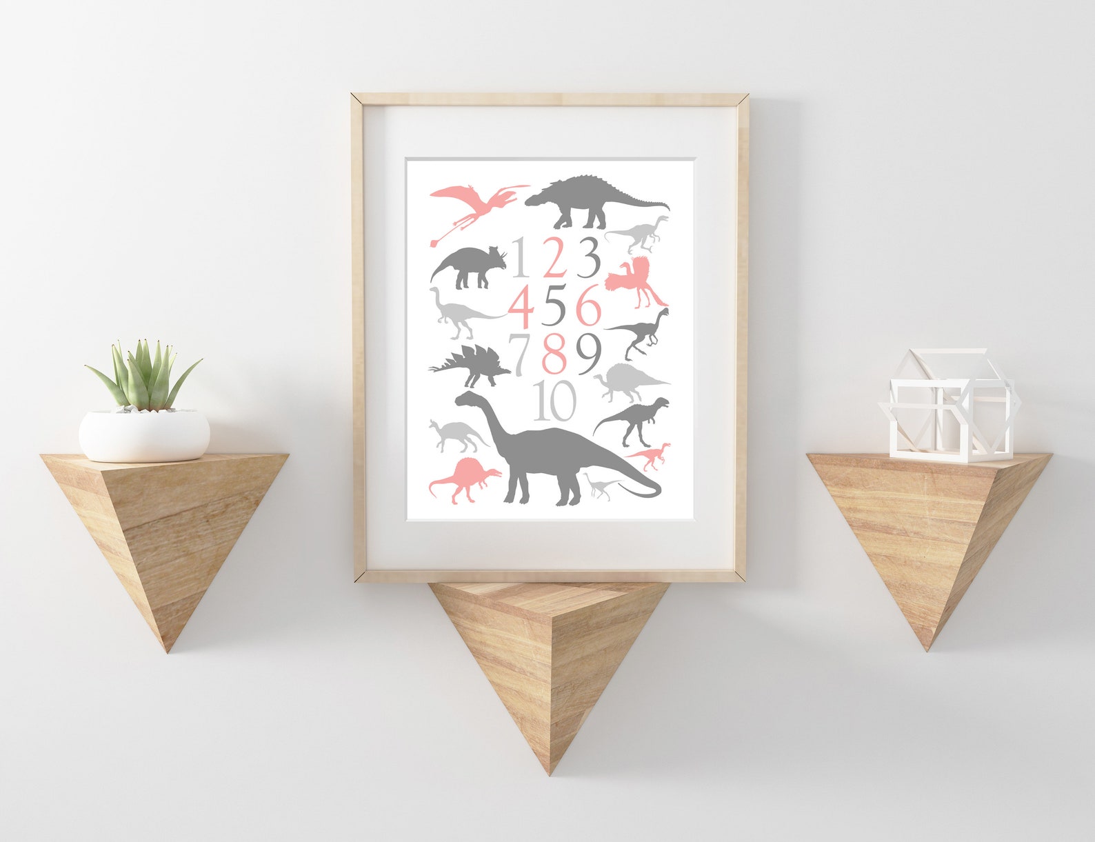 Girls Dinosaur Number Print Counting Bedroom Playroom Nursery | Etsy