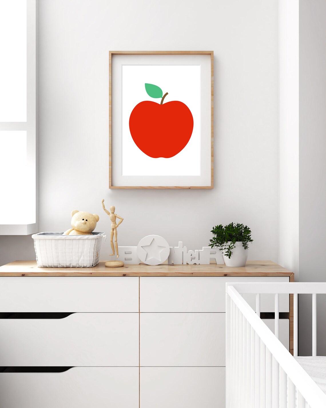 Big Red Apple Print Modern Bright Fruit Nursery Wall Art Decor - Etsy