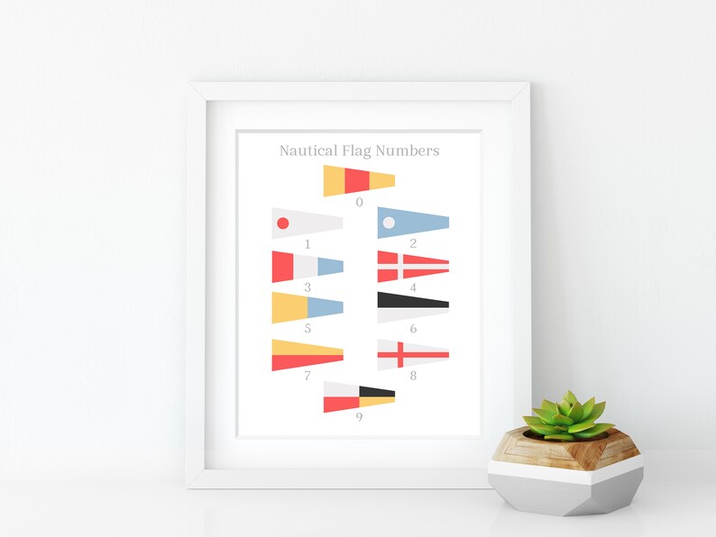 Nautical Flags Number Print Maritime Signal Flags Poster Nursery Wall ...